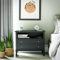 Ameriwood Eclectic Boho Nightstand and Bedside Accent Side Table with 2 Drawers, Black - Walmart.com