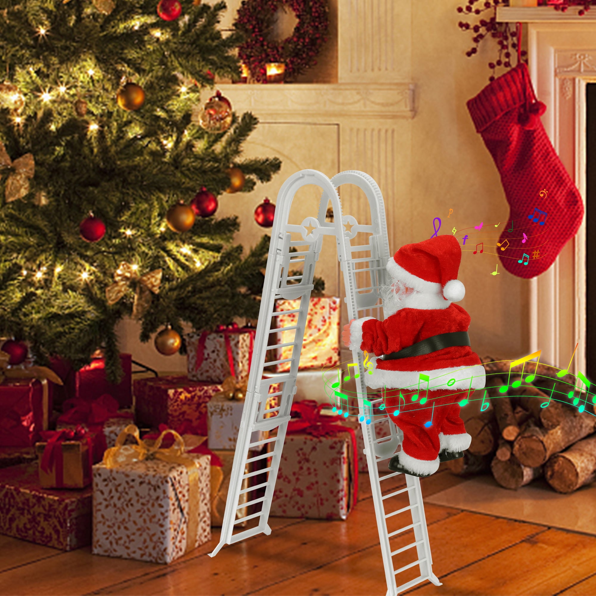 YouLoveIt Climbing Ladder Christmas Doll Santa Claus Climbing Ladder ...