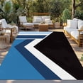 Black Blue Lines Outdoor Rug 4x6 ft Geometric Abstract Black Dark Blue ...