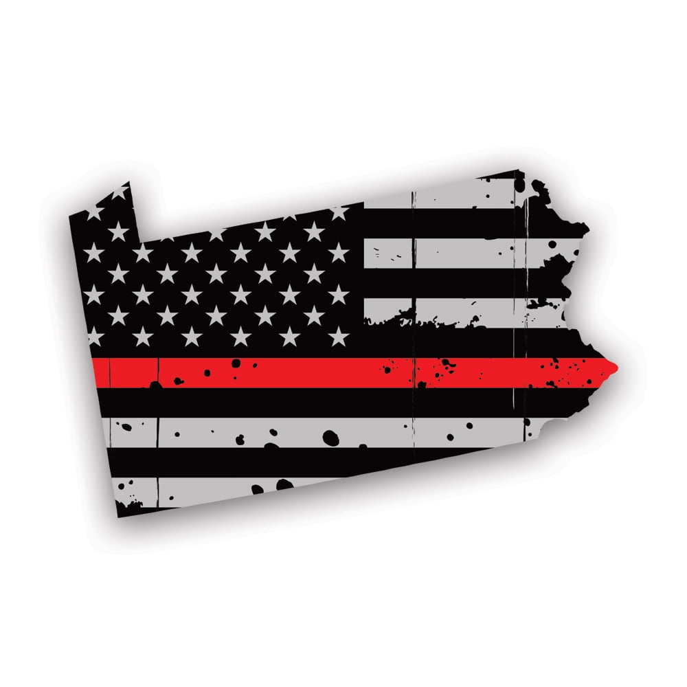 Distressed Pennsylvania State Shaped Subdued US Flag Thin Red Line ...