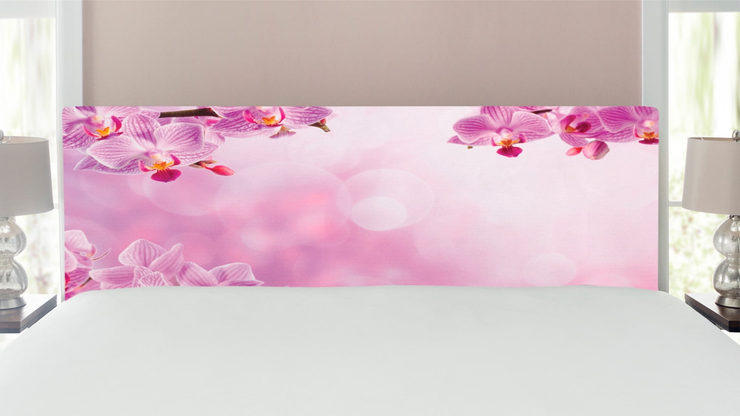 Spa Headboard, Orchid Petals in Monochrome Design Bouquet Spring Bloom ...