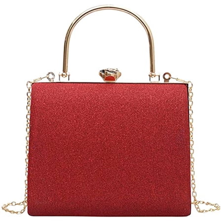 Top Handle Evening Clutch Handbags Gold Chain Crossbody Bag Square Box ...