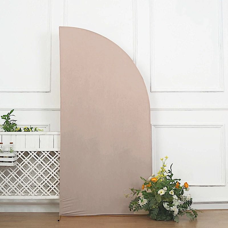 BalsaCircle 7x3 feet Nude Matte Fitted Spandex Half Moon Wedding Arch ...