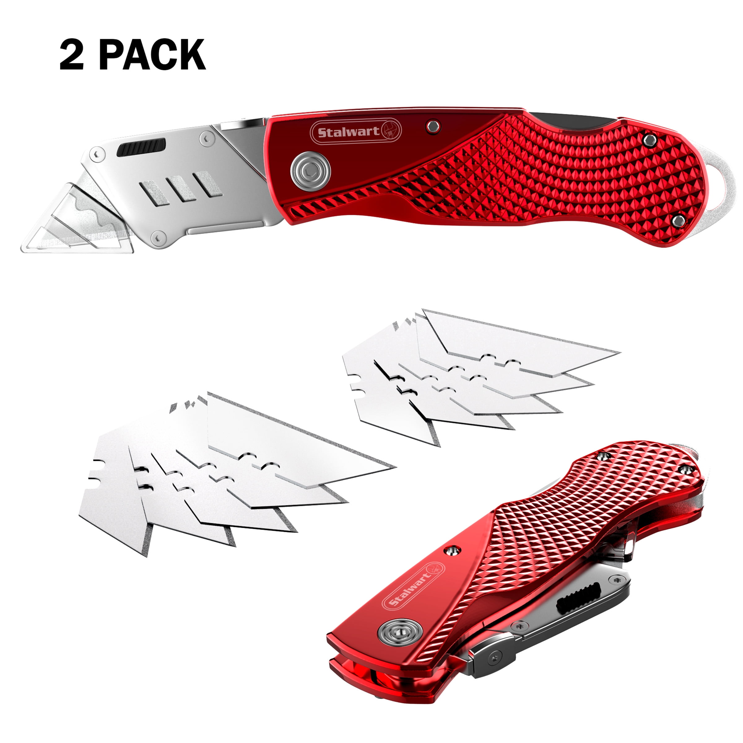 Folding Utility Knife Set– Retractable Box Cutter with Aluminum Body ...