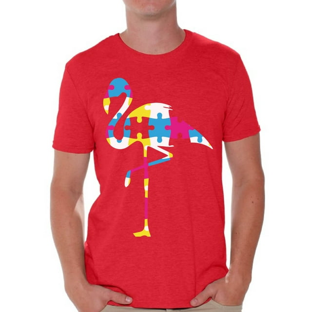Awkward Styles Flamingo Puzzle Piece for Autism Awareness Men's Autism ...