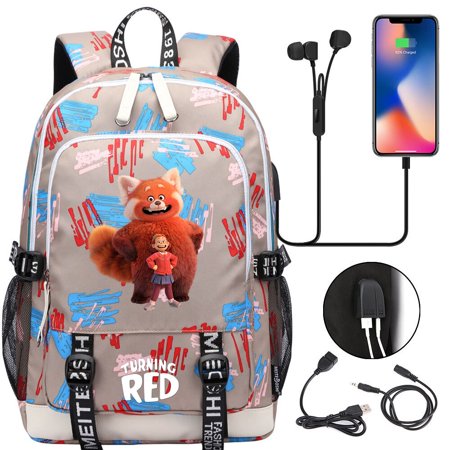 Disney Turning Red Backpacks Teenager USB Charging Laptop Backpack ...