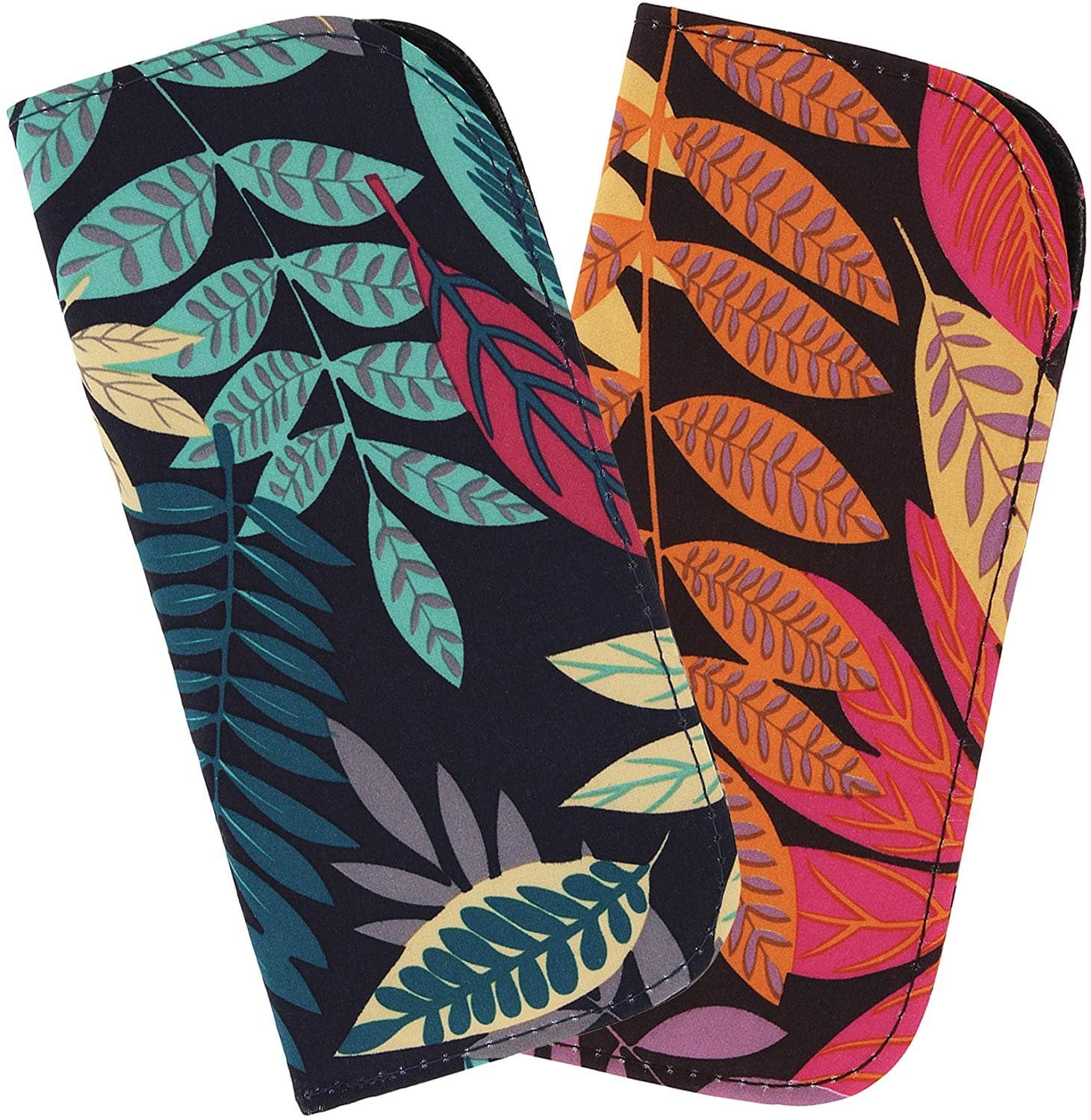 2 Pack Soft Eyeglass Slip Case For Women - Botanical Print On Navy ...