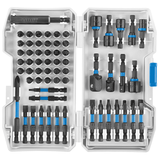 HART 68-Piece Impact Driver Bit Set with Storage Case, Torsion Zone ...