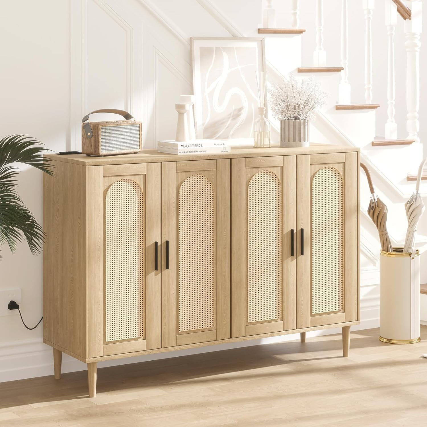 Click here for Garvee Rattan Sideboard Buffet Cabinet With Power... prices