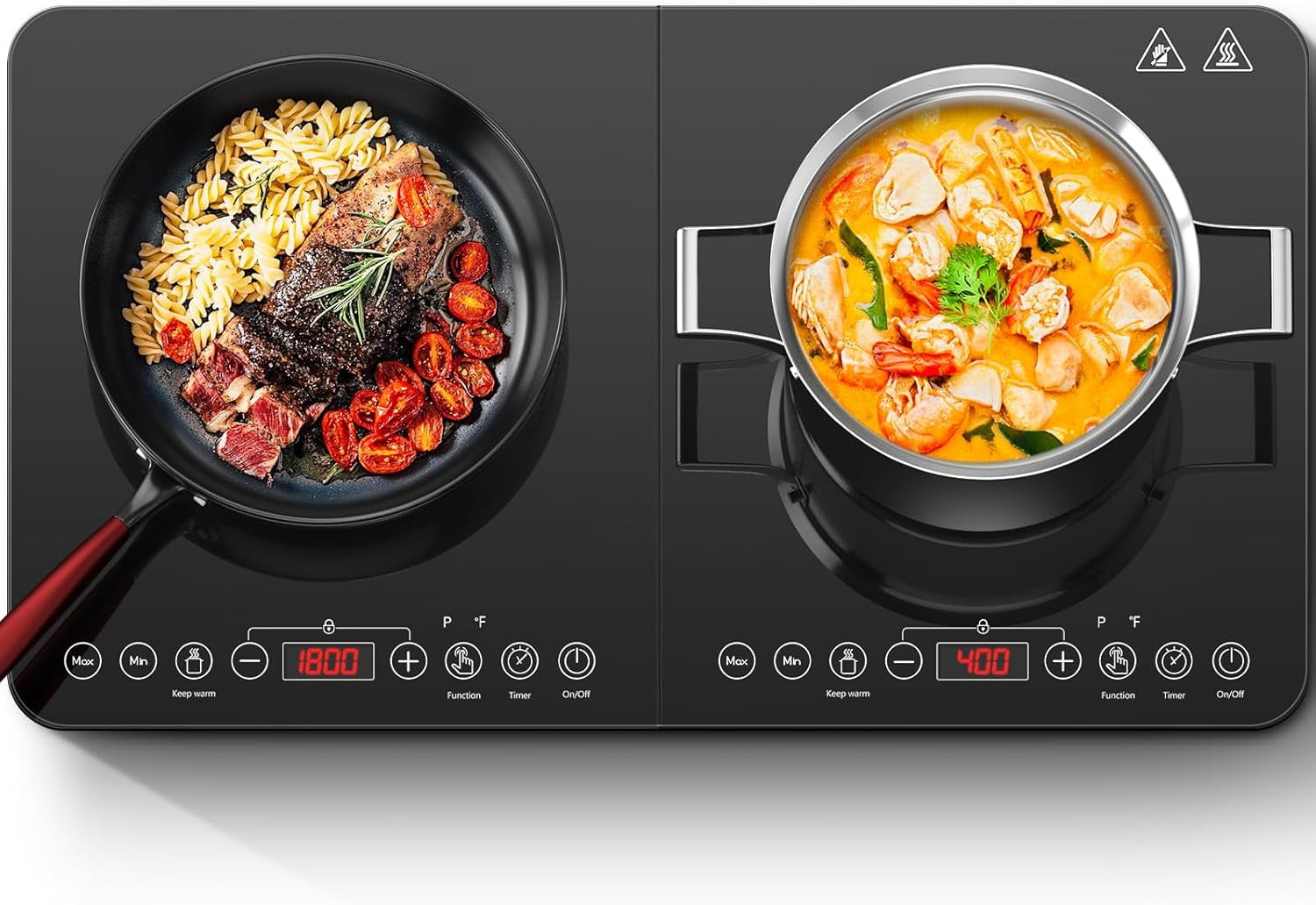 Aobosi Double Induction Cooktop,Portable Induction Cooker with 2 Burner ...