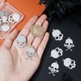 12pcs 2 style Stainless Steel color Skull Charms 201 Stainless Steel ...