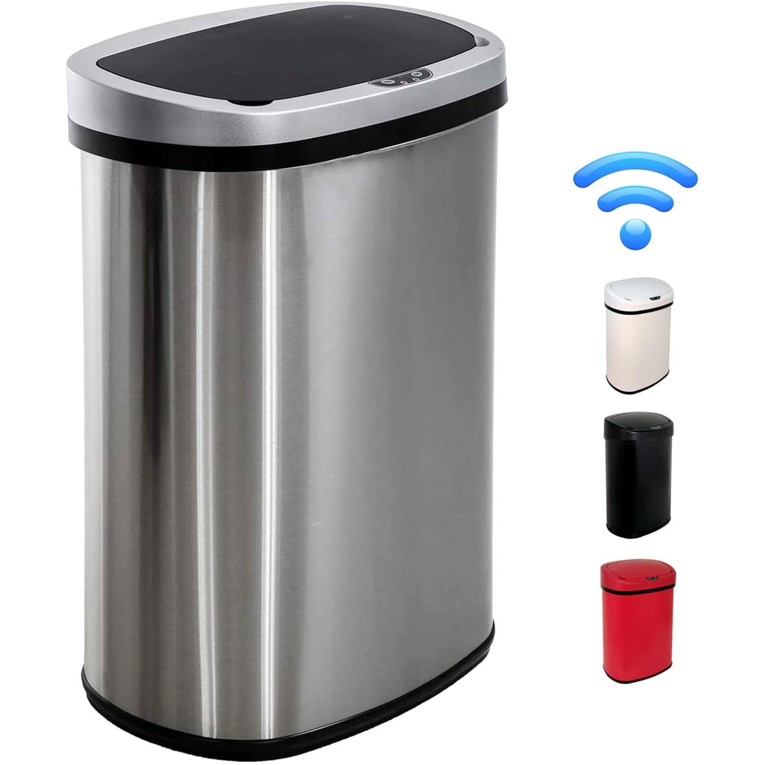 Kitchen Trash Waste Bin Brushed Stainless Stell Garbage Can 13 Gallon ...