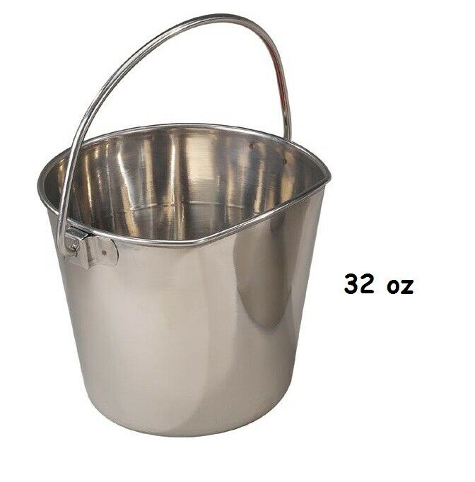 Flat Sided Hanging Feeding Pail Snag Free Heavy Duty Stainless Steel ...