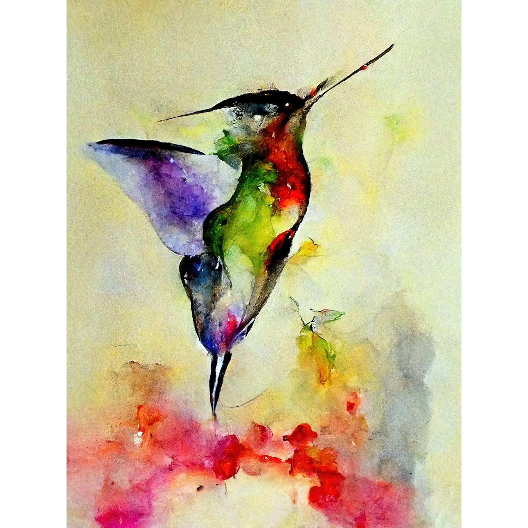 Elegant Hummingbird Abstract Watercolour Unframed Wall Art Print Poster ...