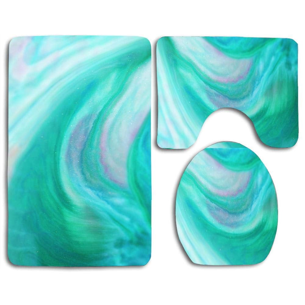 GOHAO Teal Paint 3 Piece Bathroom Rugs Set Bath Rug Contour Mat and ...