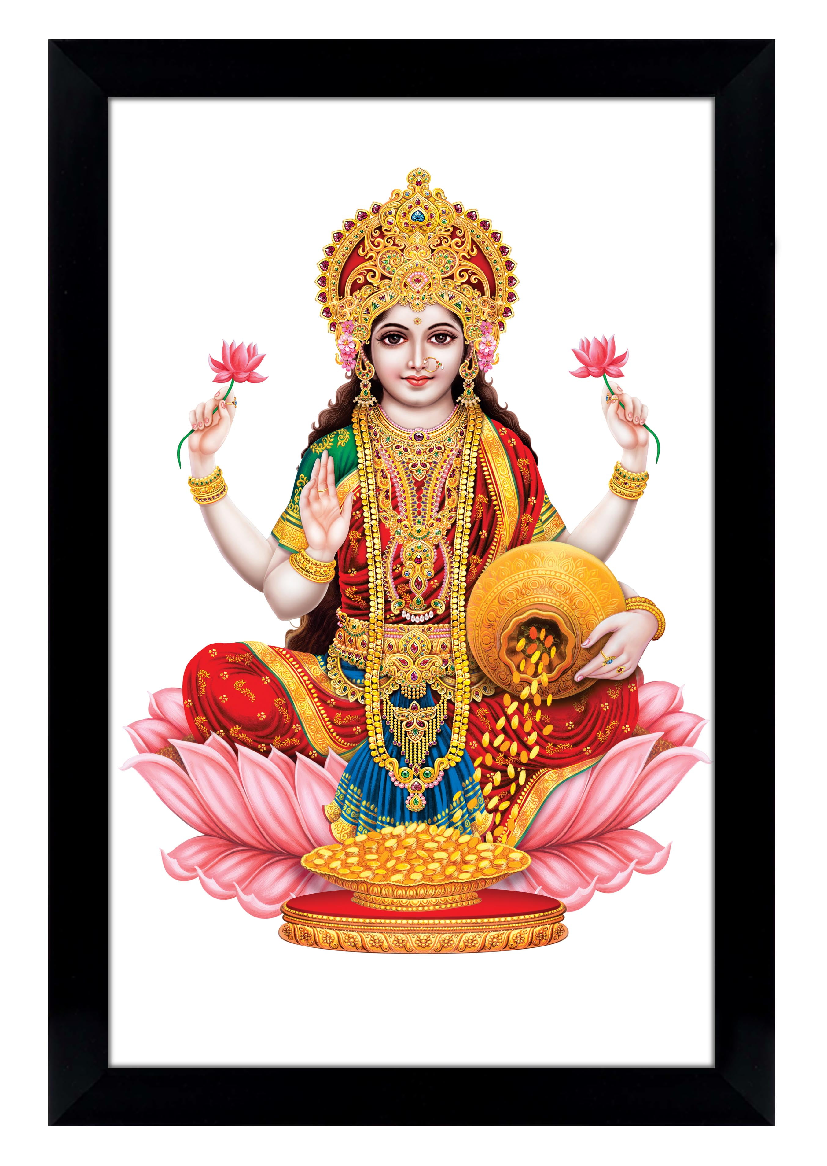 IBA Indianbeautifulart Goddess Lakshmi Picture Frame Religious Poster ...