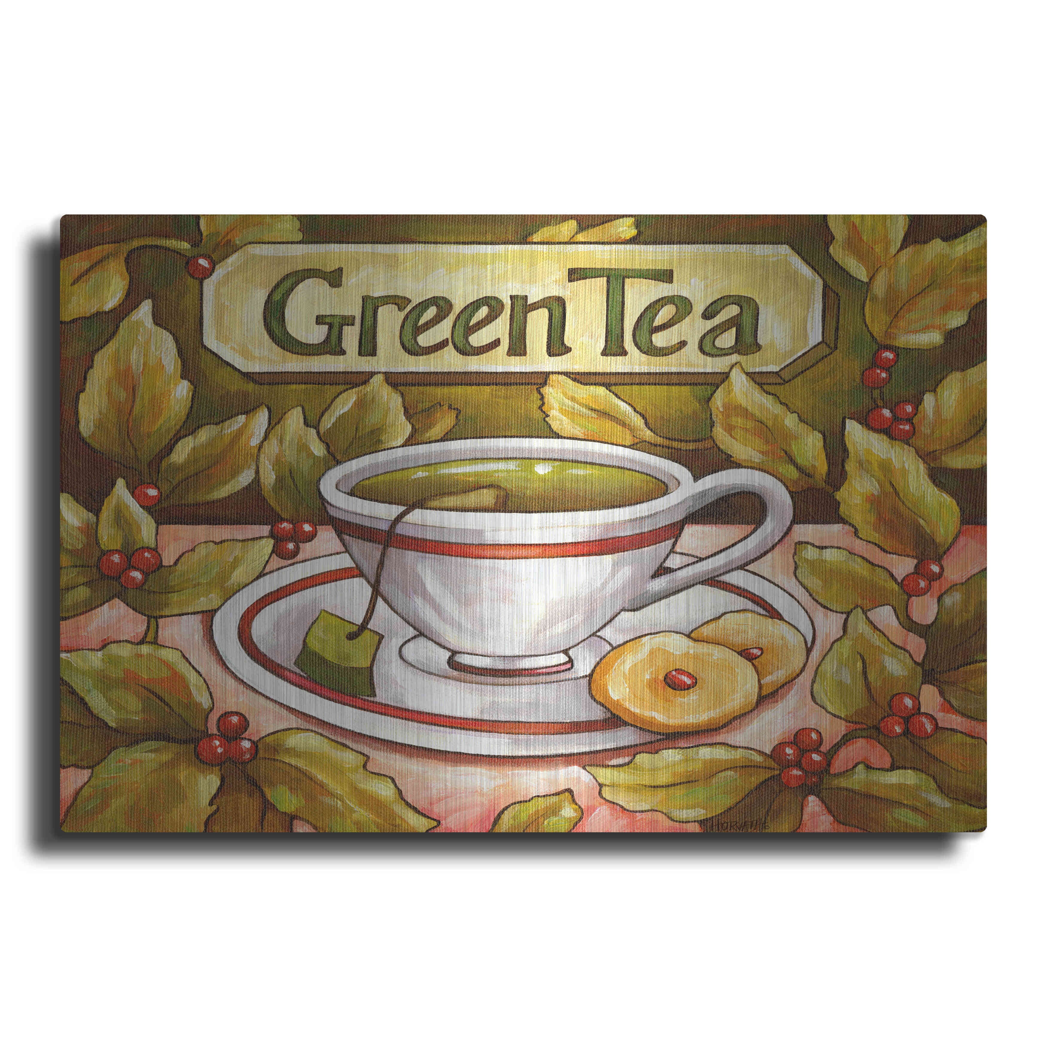 Luxe Metal Art 'Tea Time Green Tea' by Cathy Horvath-Buchanan, Metal ...