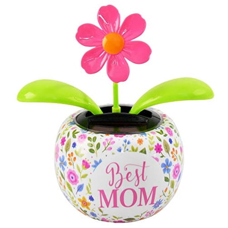 Home-X Pink Daisy Solar Dancer Figure, Solar-Powered Dancing Office ...