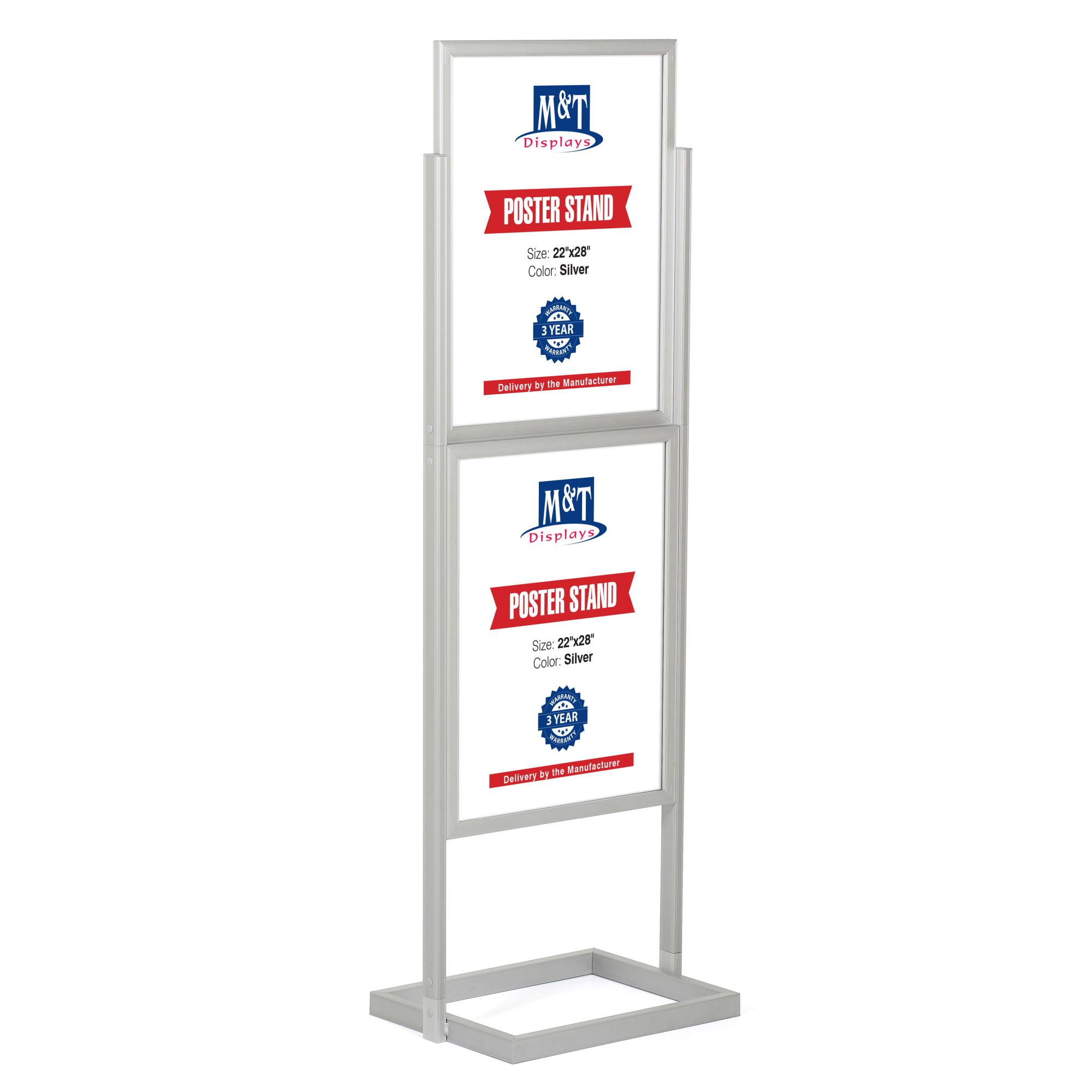 M&T Displays Metal Eco Info Board Silver 22x28 Inches Slide-In Poster ...