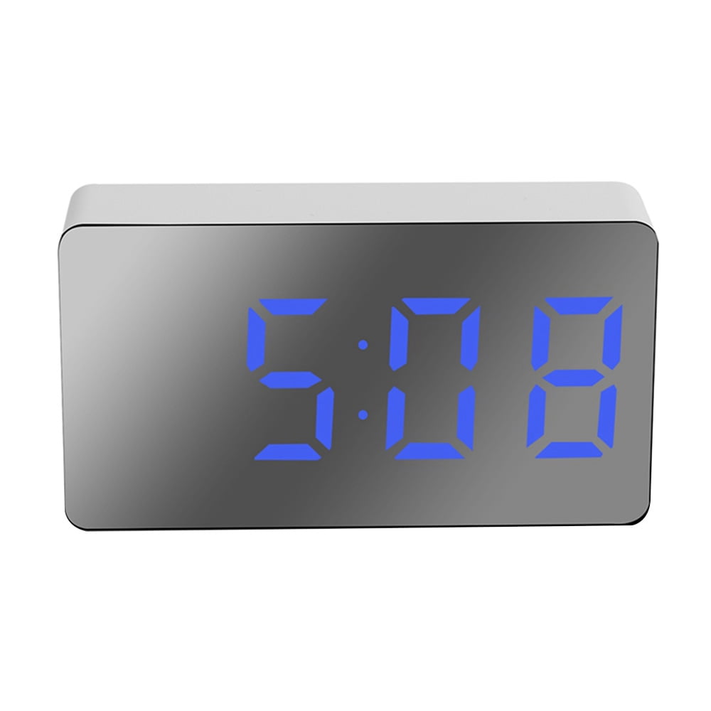 Virwir Digital Alarm Clock LED Mirror Electronic Clocks 12/24H USB ...