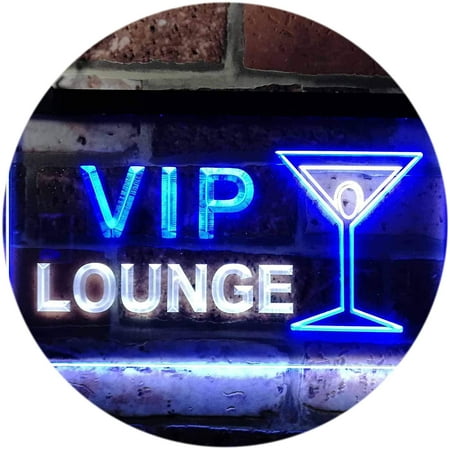 VIP Lounge Cocktails Glass Bar Wine Club Dual Color LED Neon Sign Blue ...