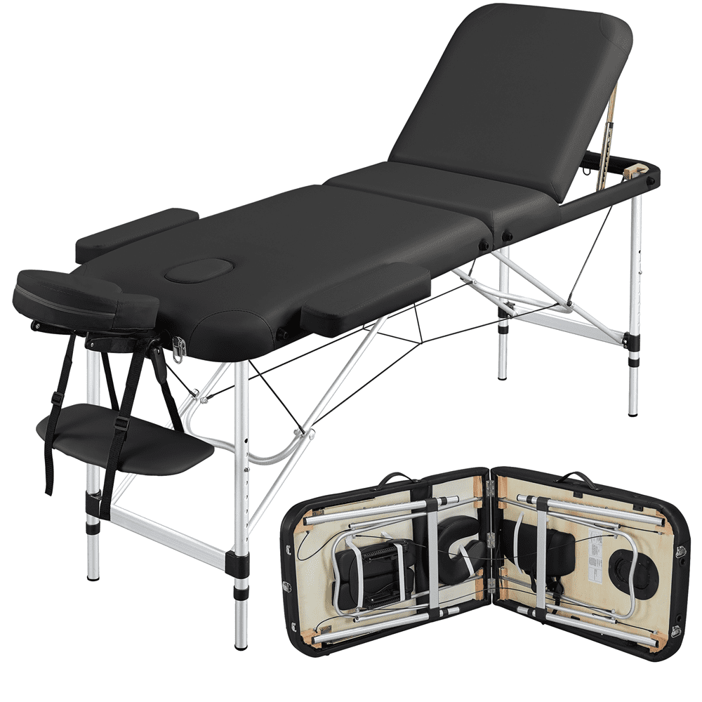 Topeakmart 3-Fold Adjustable Portable Massage Table with Backrest ...