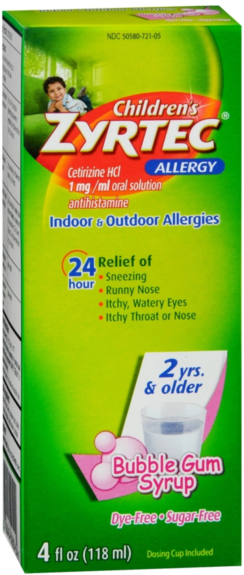Zyrtec Children's Allergy Bubble Gum Syrup 4 oz (Pack of 2) - Walmart ...