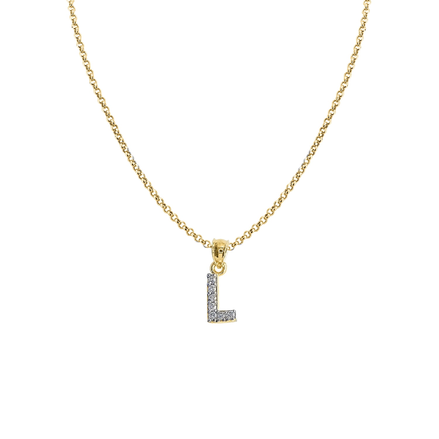 Precious Stars 14K Yellow Gold Cubic Zirconia Initial Letter 'L ...