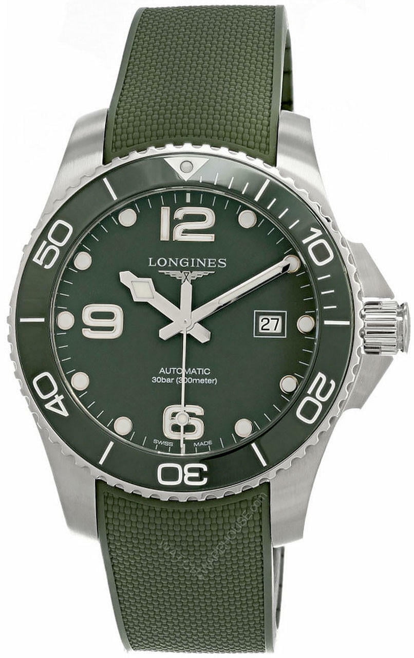 LONGINES Hydroconquest AUTO 43MM GRN Dial/Rubber Men's Watch L37824069 ...