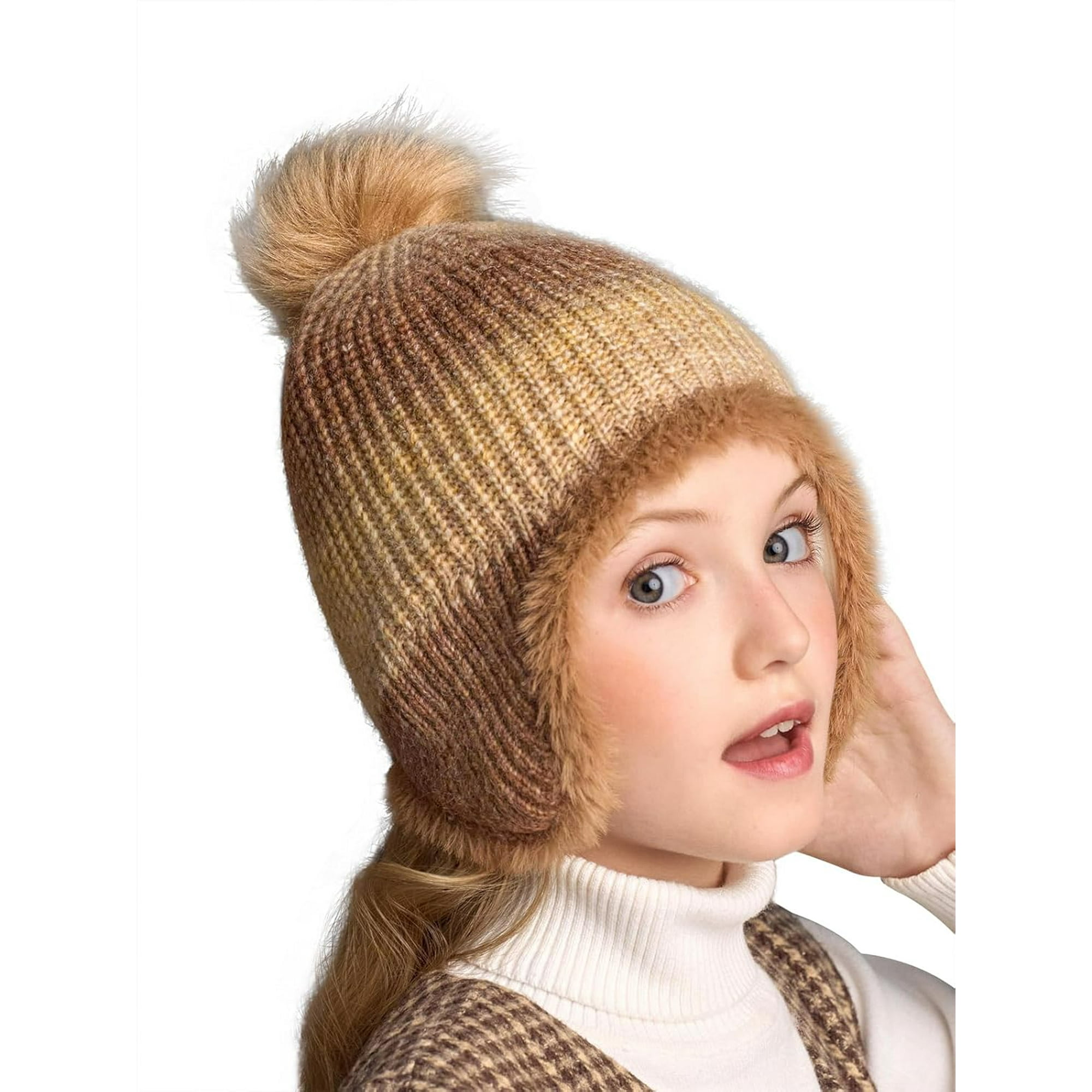 Click here for Nobrand Girls Winter Beanie Hat With Ear Flaps Kid... prices