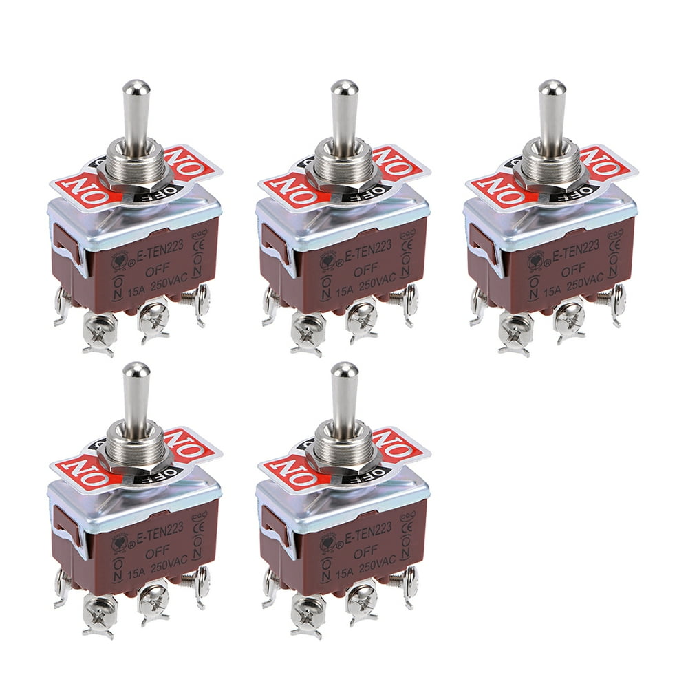 DPDT Momentary Rocker Toggle Switch AC 15A 250V 6P ON/OFF/ON Metal Bat ...
