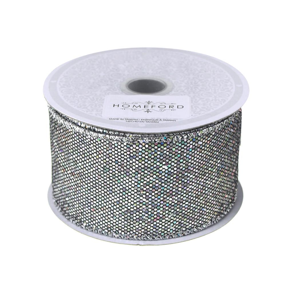 Metallic Disco Bling Christmas Ribbon, 2-Inch, 10 Yards. Silver ...