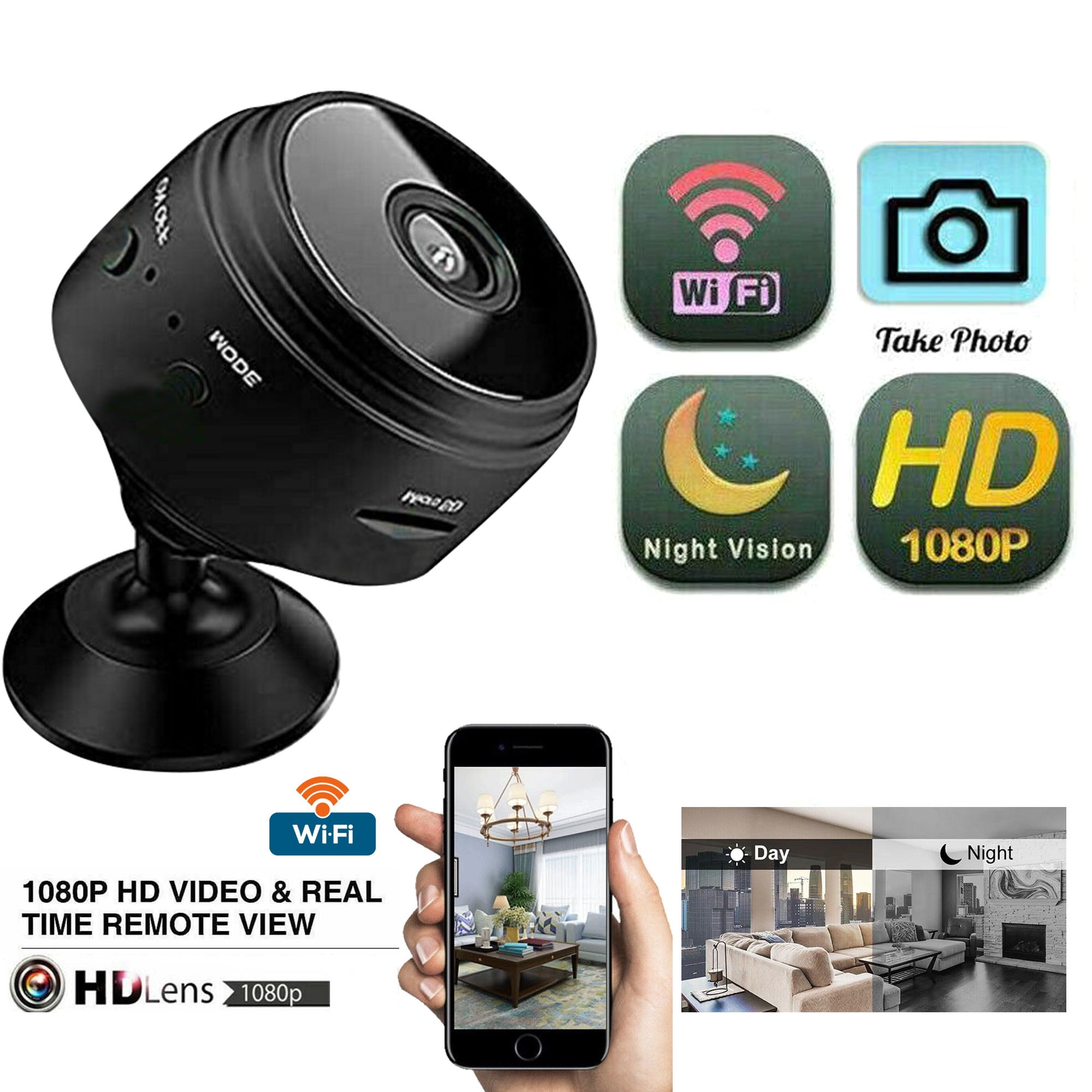 Nanny Cam Surveillance Video: Wireless Security WiFi Mini Camera, 2-Way ...