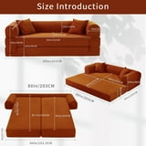 Large Size Orange red Light luxury sit/lie convertible compression sofa ...