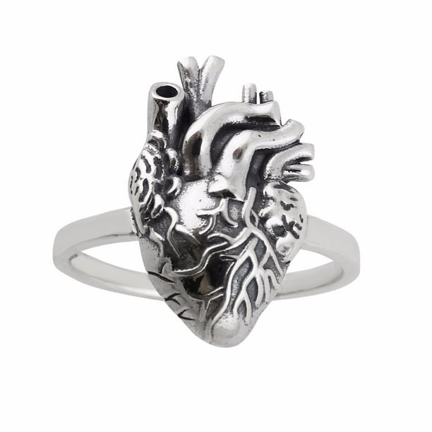 Anatomical Heart Ring - 925 Sterling Silver - Anatomically Real ...