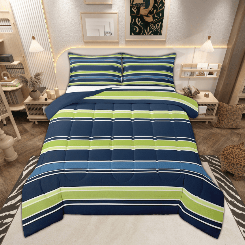 Click here for Manfei Geometric Stripe Full Size Comforter Sets... prices