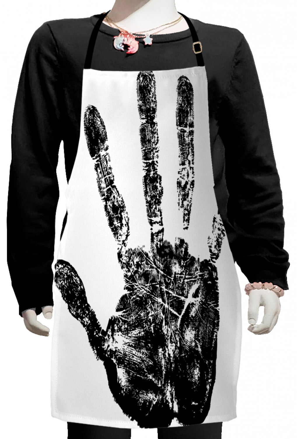 Modern Kids Apron, Hand Print with Human Fingers in Grunge Motley ...
