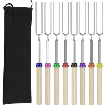 "Best 12 PACKS Marshmallow Roasting Sticks 32"" Set of 8 BBQ Skewers with Wooden Handle ...