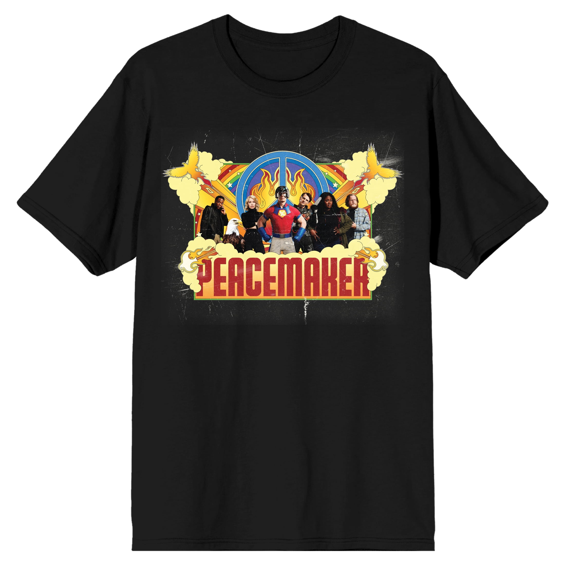 Peacemaker TV Series Main Characters and Title Logo Men's Black Graphic ...