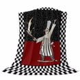 Abstract Fleece Throw Blanket Cartoon Style Chef White Black Checkered ...