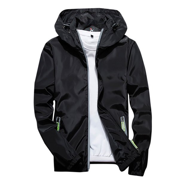 Reflective Jacket Mens Safety Running Cycling Waterproof Hooded Jackets ...