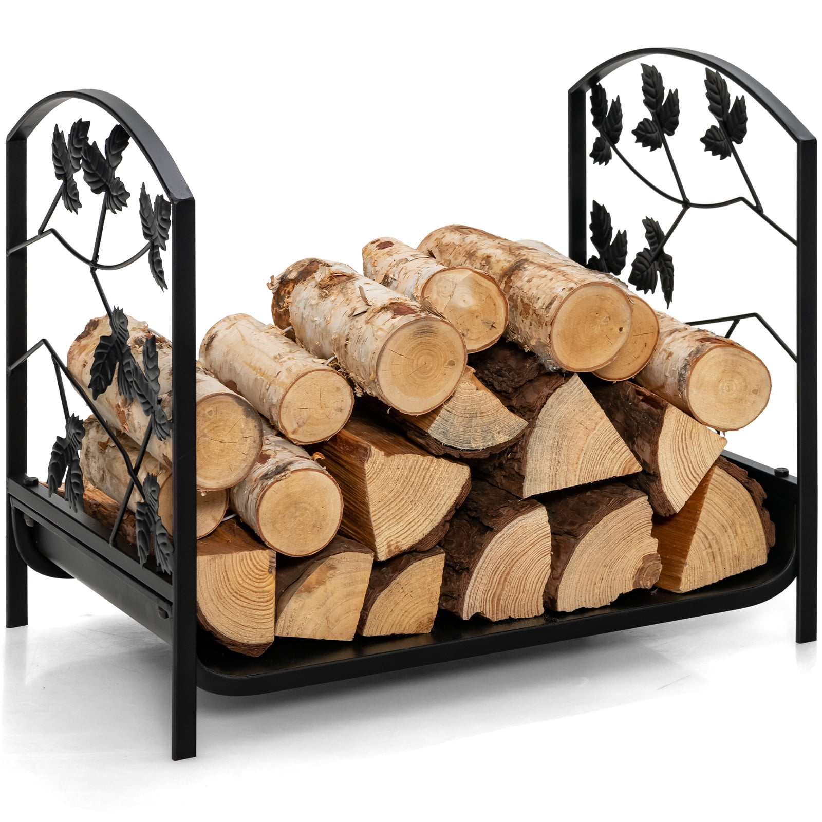Topbuy Firewood Log Rack, for Indoor Outdoor Steel Log Holder with 110 ...