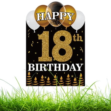 WATINC Happy 18th Birthday Yard Sign with Metal Stakes Double Sided ...
