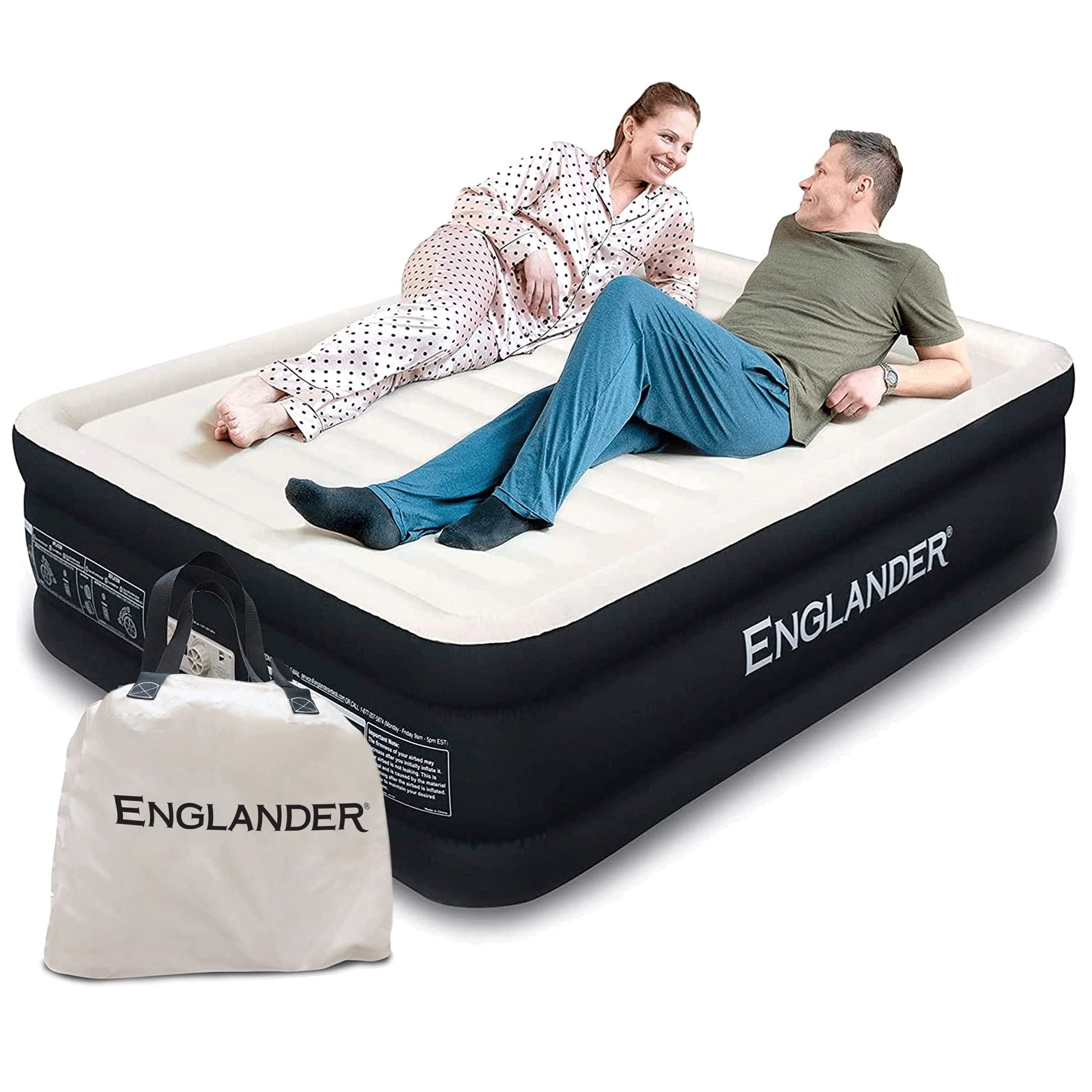 Englander Twin Size Air Mattress w/ Built in Pump - Luxury Double High ...