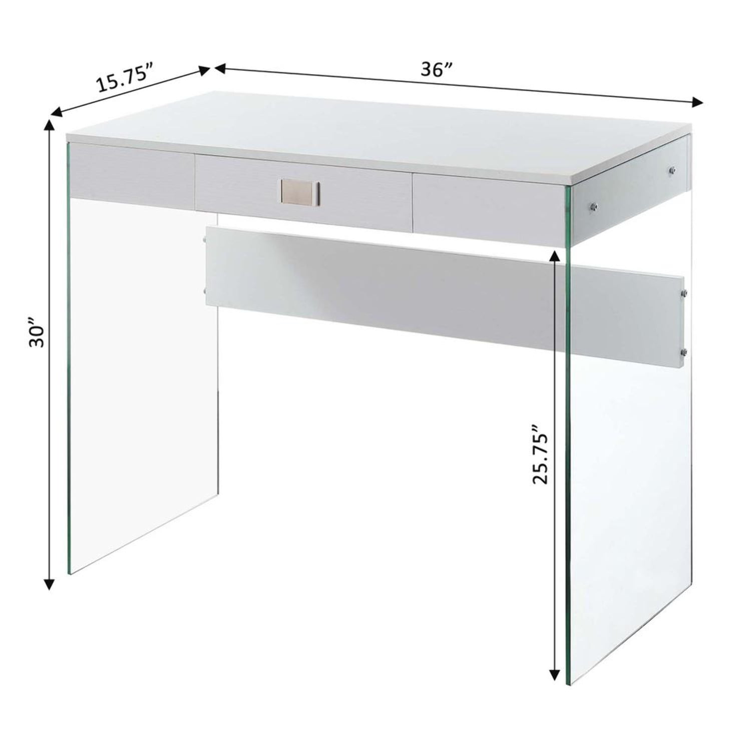 Convenience Concepts SoHo Contemporary Wood Metal 30 inch Tall Desk with Drawer White Walmart