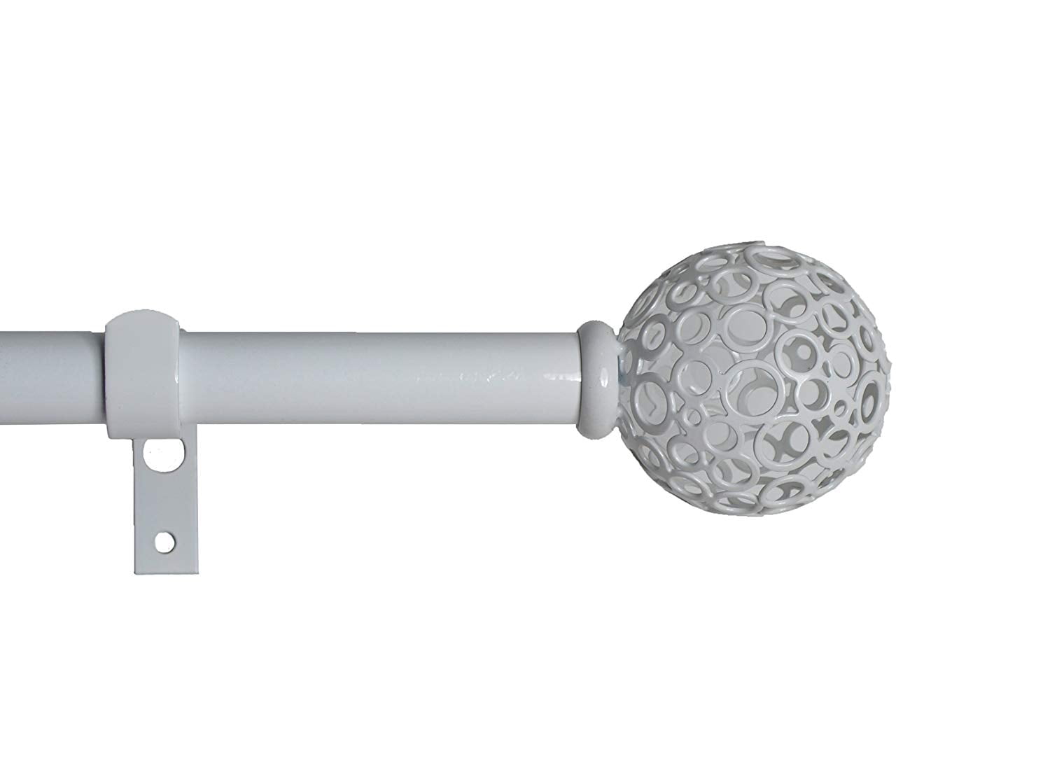 Urbanest 3/4" Diameter Planet Ball Drapery Rod, White with White, 84 ...