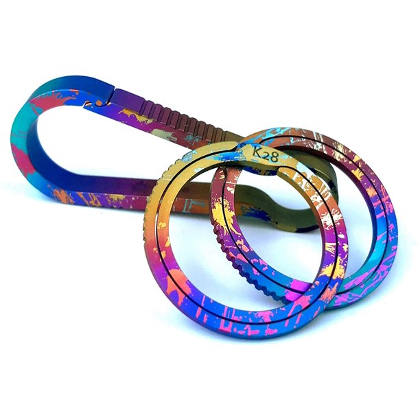 Titanium Gear Quick Release Key Rings and Keychain Hook (Splashing Ink ...