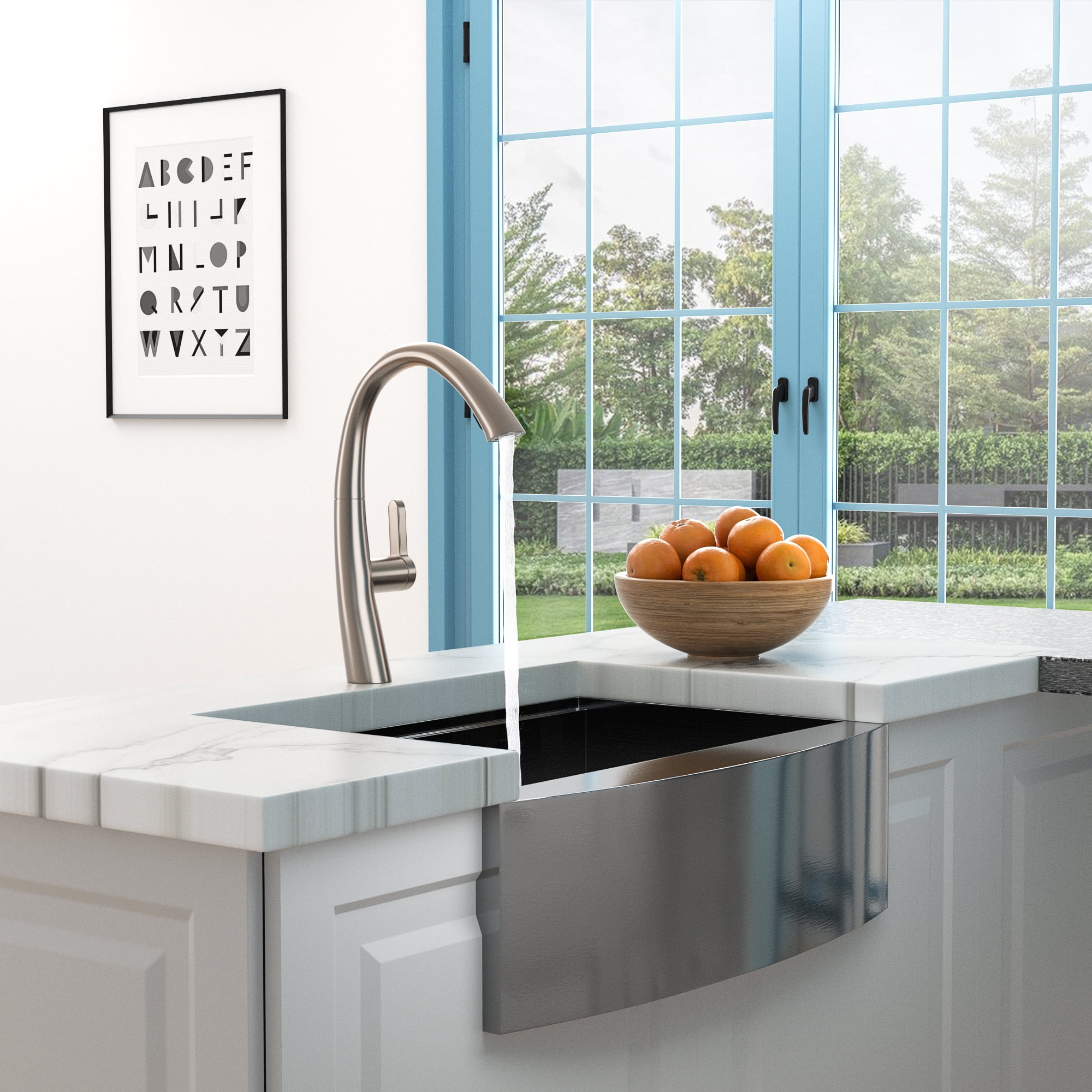 Single Handle High Arc Brushed Nickel Pull Out Kitchen Faucet ...