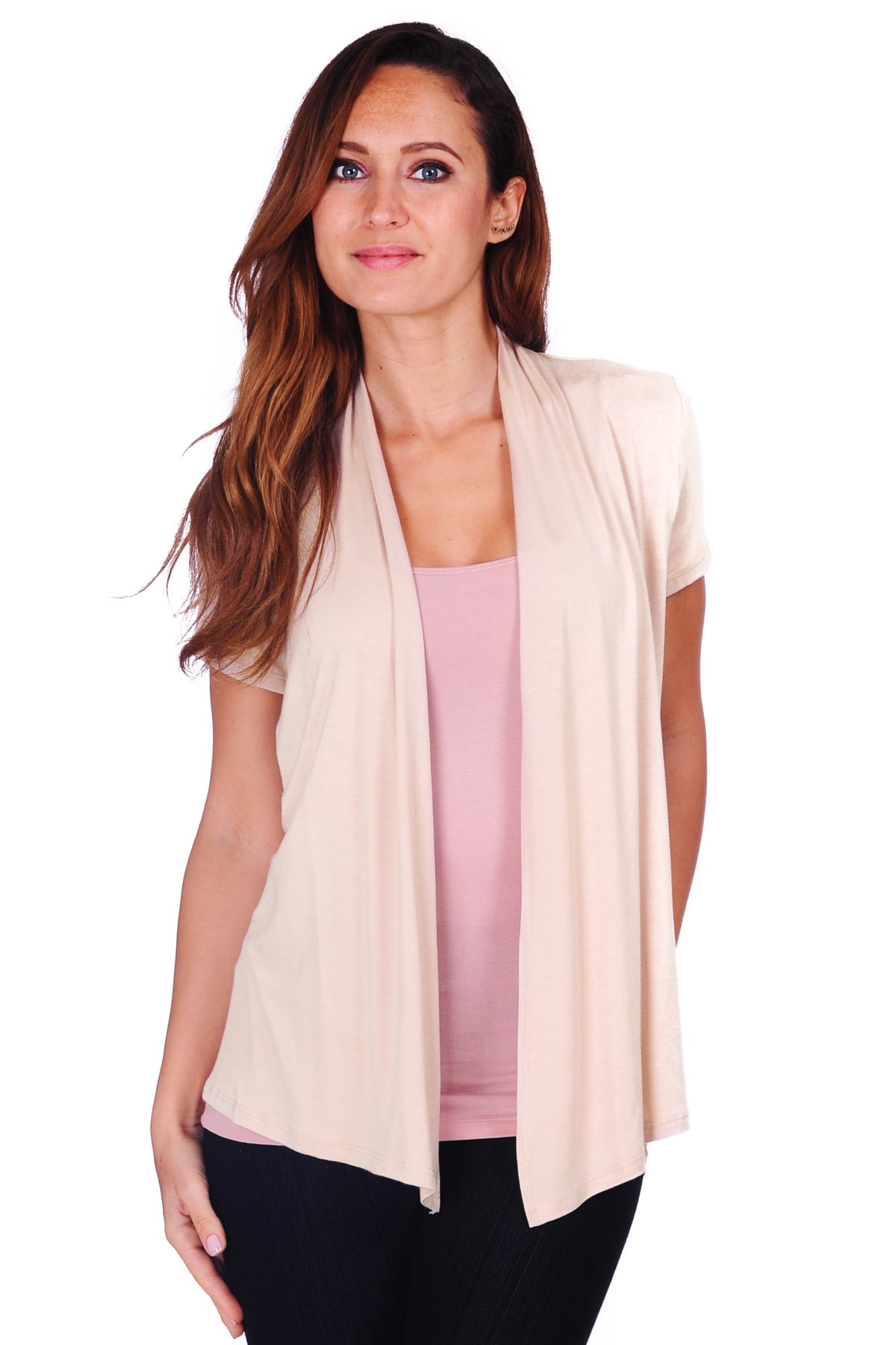 Simply Ravishing Women's Basic Short Sleeve Hip Length Open Drape ...