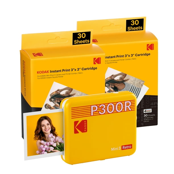 KODAK Mini 3 Retro 4PASS Portable Photo Printer (3x3 inches) + 68 ...